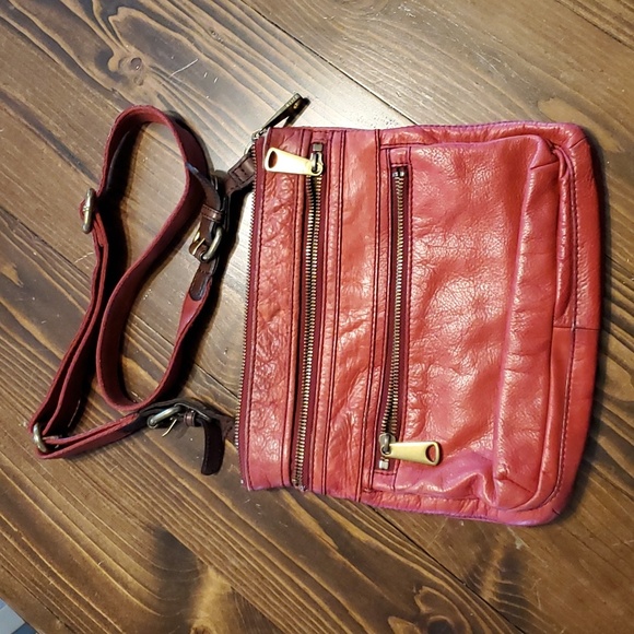 Fossil | Bags | Fossil Red Leather Crossbody Bag | Poshmark